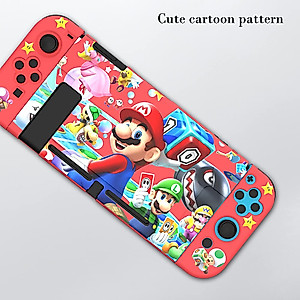 PERFECTSIGHT Protective Case Compatible with Nintendo Switch | Anti-Scratch Shockproof Slim Cover Case for NS Switch Joycon, Cute Mario Hard Shell Dockable Case, Party