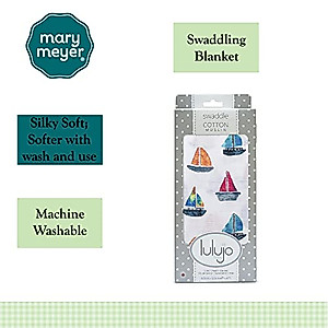 Lulujo Baby 100% Cotton Muslin Swaddle Blanket, 47 x 47-Inches, Sailboat