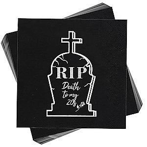 Death to My 20s Party 30th Birthday Party Supplies Decorations 30th Birthday Party Supplies Black Funeral Rip to My 20s Birthday Party Supplies 50PCS Napkins for My Youth Party