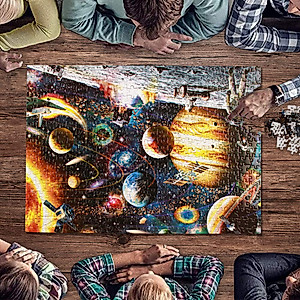 SiTimmGer Puzzles for Adults 500 Pieces Jigsaw Puzzles Space Traveler Solar System Puzzle for Family Challenging Hard Puzzle Summer Games 14.5" x 20”