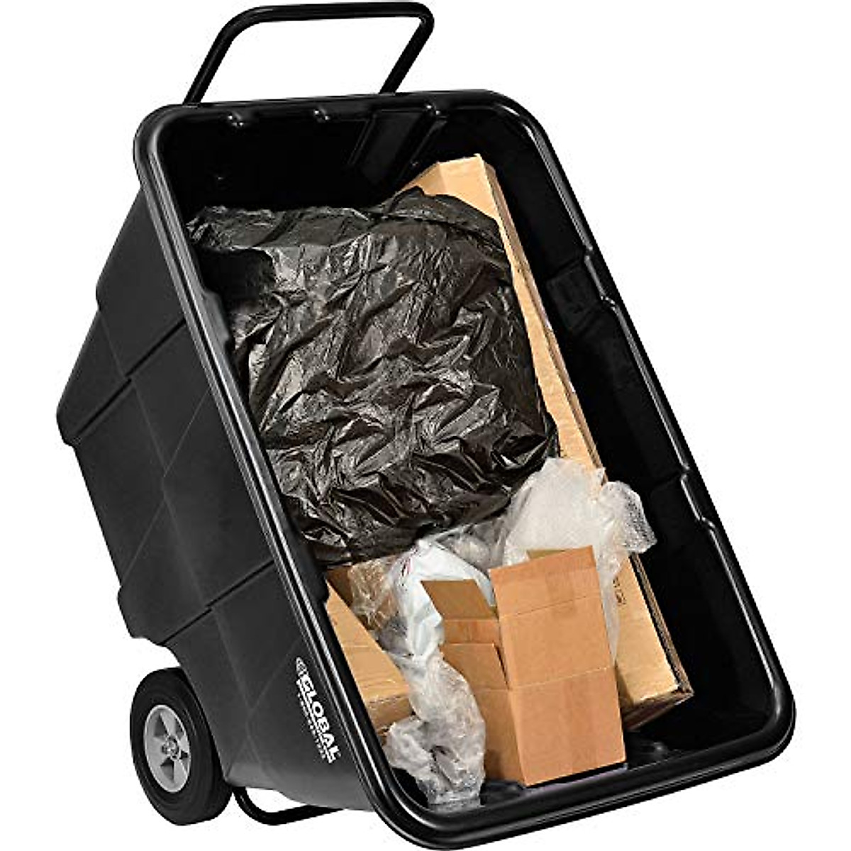 Global Industrial Standard Duty Plastic Tilt Truck 1/2 Cubic Yard Capacity 850 Lb. Capacity, Black