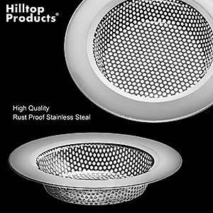 2 Pack - 4.5" Top / 3" Basket - Kitchen Sink Drain Strainer Large Basket Food Catcher. Stainless Steel