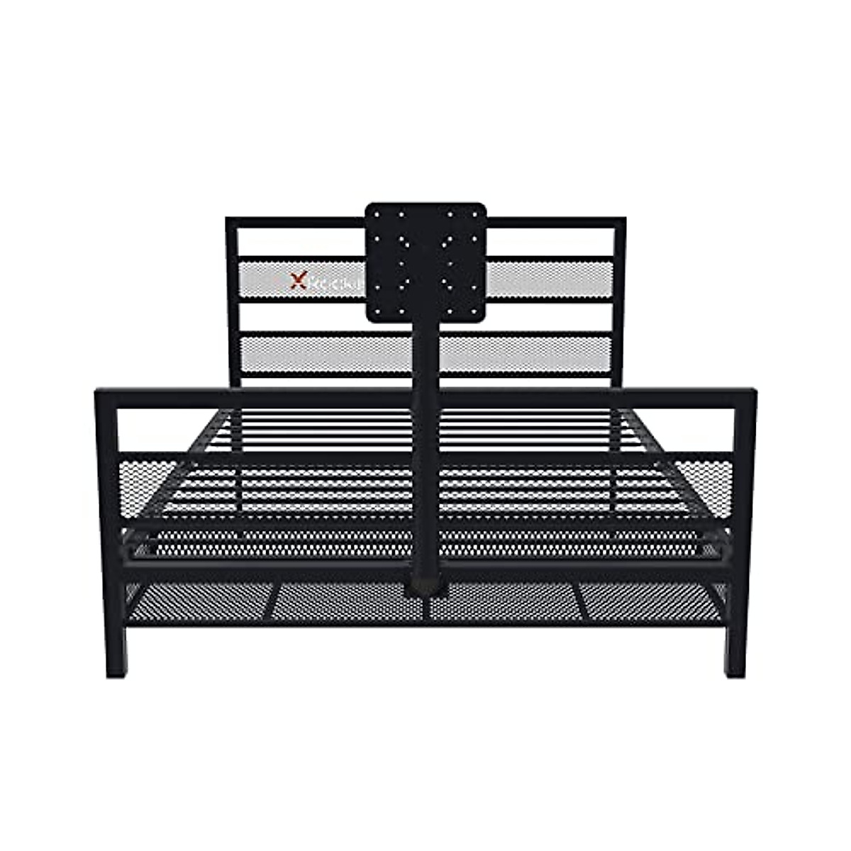 X Rocker I Basecamp Bed with TV Mount I Rotating TV Mount Mechanism I Metal Mesh Frame I Black