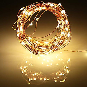 Ariceleo Led Fairy Lights Battery Operated, 2 Packs Mini Battery Powered Copper Wire Starry Fairy Lights for Bedroom, Christmas, Parties, Wedding, Centerpiece, Decoration (5m/16ft Warm White)