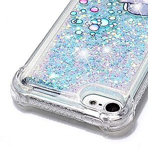 CAIYUNL iPod Touch 7 Case, iPod Touch 6 /Touch 5 Case Glitter, Liquid Sparkle Bling Cute Clear Soft TPU Girls Women Kids Protective Case Cover for iPod Touch 7th /6th/5th Generation -Blue Elephant