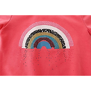 Bumeex Toddler Girl's Sweatshirt Clothes Outfit,Rainbow Crewneck Christmas Clothing Pink 3t