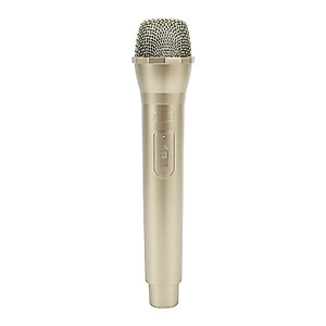 Shanrya Fake Microphone for Singing, Plastic Prop Mic Prop Microphone with 1 X Prop Microphone for Parties(Gold)