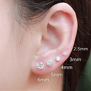 14k Yellow Gold Solitaire Made with Genuine Cubic Zirconia Round Stud Earrings (5mm)