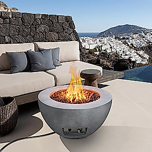 Kante Concrete Round Fire Table 25", 50000 BTU Outdoor Propane Fire Pit Table, Gas Fire Pits for Outside Patio, Smokeless Fire Pit and Outdoor Fire Pits, Natural Concrete