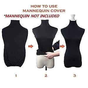 NAVADEAL Black Superb Lycra Mannequin Fabric Cover, 100% Handmade Soft Stretchy, for Fashion Designer Retail Boutique Store Dressmaker Form Dummy Model Display Fitting Styling, Mannequin NOT Included