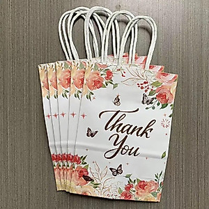 MODADA Gift Bags 12pcs Thank You Kraft Paper Portable Gift Bags Wedding Candy Bag Birthday Party Favors for Guests Clothing Takeaway Bag