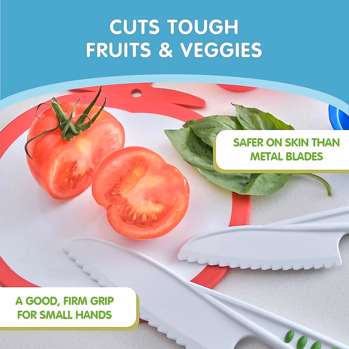 Curious Chef 3-Piece Nylon Knife Set, Real Cooking Tools Made To Fit Kids’ Hands; Great Gift For Birthdays, Holidays And Other Special Occasions