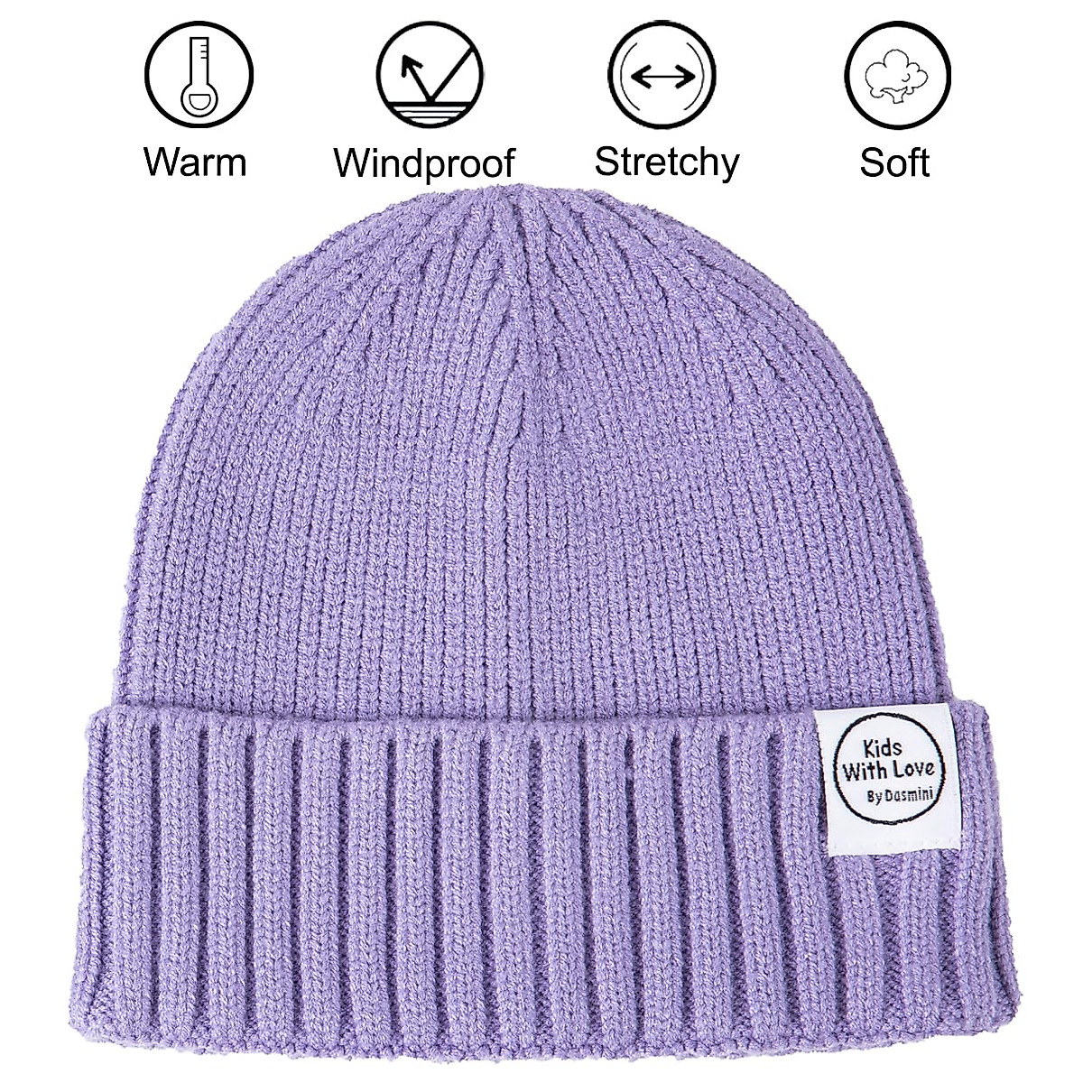 DASMINI Baby Beanie Toddler Winter Hat Infant Babies Newborn Kids Beanies Knit Hats Girl Boy (Lavender, 6-36mth)