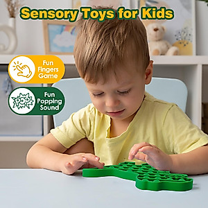 Pop Fidget Toys for Kids, Fidget Poppers Toys Sensory Squeeze Bubble Popping Toys for Toddlers, Silicone Animal Dinosaur Pop Anxiety and Stress Relief It for Boy Girls (Green Dinosaur)
