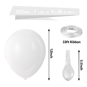 Bezente White Balloons Latex Party Balloons, 100 Pack 12 inch Round Helium Balloons for White Themed Wedding Graduation Birthday Party Backdrop 4th of July Decorations Independence Day
