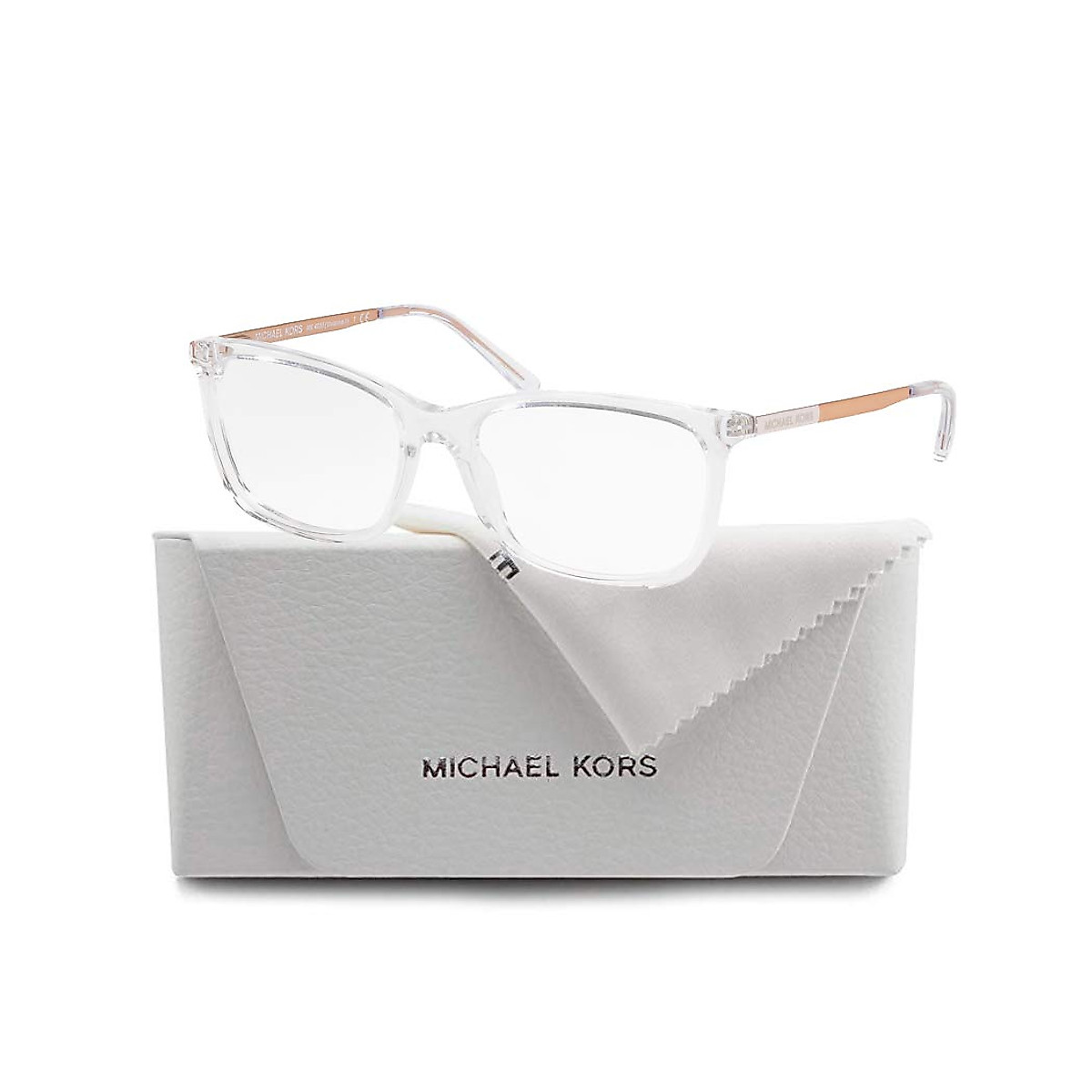 Michael Kors MK4030 VIVIANNA II 3998 52M Transparent Clear Rectangular Eyeglasses For Women+ BUNDLE with Designer iWear Eyewear Kit Care Kit