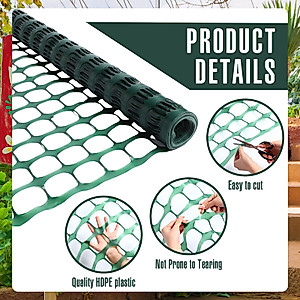 Thyle 2 Roll Plastic Garden Fence 4 x 100 ft Mesh Fencing Roll Outdoor Snow Fence with 50 Fence Stakes 200 Cable Ties Green Temporary Poultry Fence Safety Construction Barrier Net for Yard Pet Plants