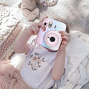 wogozan Silicone Case for Fujifilm Instax Mini 12 Instant Camera Protective Camera Case with Adjustable Shoulder Strap - Light Gradient