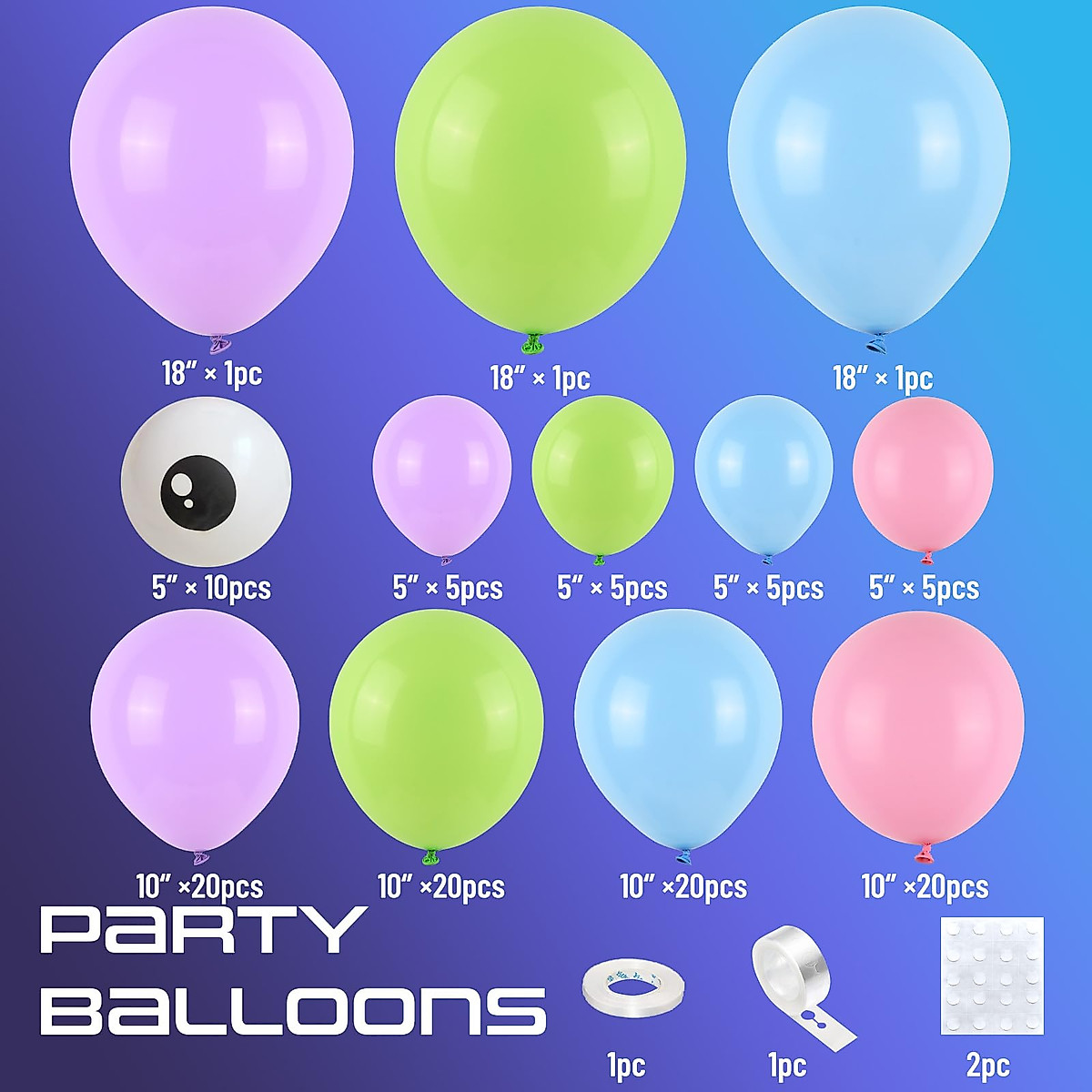 Monster Balloons Arch for Monster Cartoon Inc Party Decorations, Monsters Inc Balloons Arch Kit, Pink Purple Blue Green Balloon Arch for Monster Theme Birthday Baby Shower Party Decorations