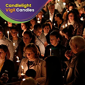 Exquizite 256 Church Candles with Drip Protectors - Hidden Wicks - Light and Burn as Usual - Vigil Candles, Memorial Candles, Congregational Candles, Christmas Eve Candles - 5" H X 1/2" D