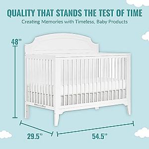 Dream On Me JPMA & Greenguard Gold Certified Milton 5-in-1 Convertible Crib Made with Sustainable New Zealand Pinewood in White, Non-Toxic Finish