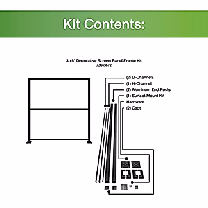3’x6’ Decorative Screen Panel Frame Kit, Black