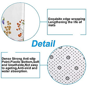 DDQQ 4Pcs Flower Shower Curtain Set with Non-Slip Rugs, Toilet Lid Cover and Bath Mat, Colorful Floral Shower Curtain with 12 Hooks, Waterproof Watercolor Boho Bath Curtain for Bathroom Decor