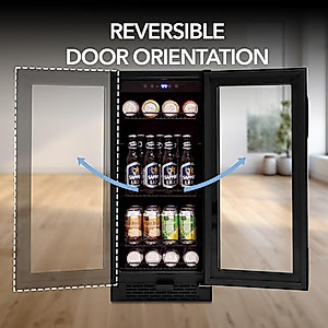 Whynter BBR-801BG Built Beverage Refrigerator and Cooler Mini Fridge with Glass Door with Lock, 3.0 Cubic Feet, Black, 100, Can