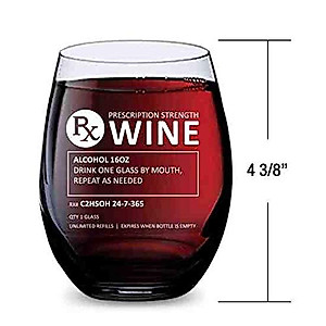 GSM Brands Stemless Wine Glass for Pharmacist Gifts (Prescription) Made of Unbreakable Tritan Plastic and Dishwasher Safe - 16 ounces