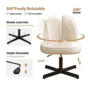 WXJHL Armless Office Chair Cute Desk Chair Swivel Task Chair Height Adjustable Make up Bedroom Chair Home Vanity Chairs No Wheels