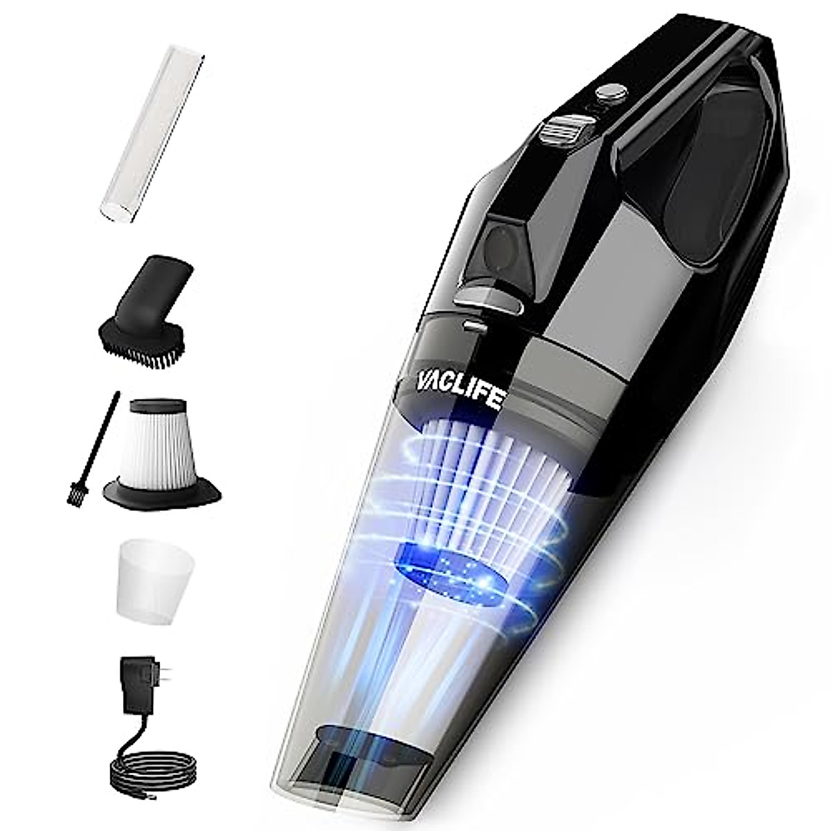 VacLife Handheld Vacuum - High Power Car Vacuum Cordless Rechargeable with Multipurpose Nozzles, Lightweight Mini Vacuum with LED Light, Portable Vacuum Cleaner for Home, Silver&Black (VL756)