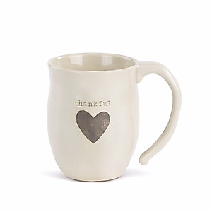 DEMDACO Thankful Heart Cream Inspirational 16 ounce Ceramic Stoneware Coffee Mug