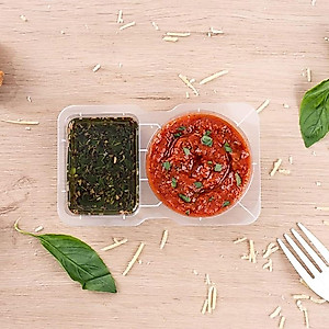 5/15/25/35PCS Double Compartment Condiment Container, Plastic Condiment Containers,Double Compartment, 2 Compartment, with Lids, Reusable Snack Container for Condiments or Dips (5)