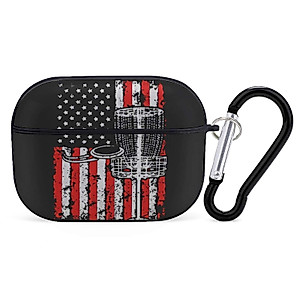 Patriot Disc Golf American Flag Airpods Case Cover for Apple AirPods Pro Cute Airpod Case for Boys Girls Silicone Protective Skin Airpods Accessories with Keychain