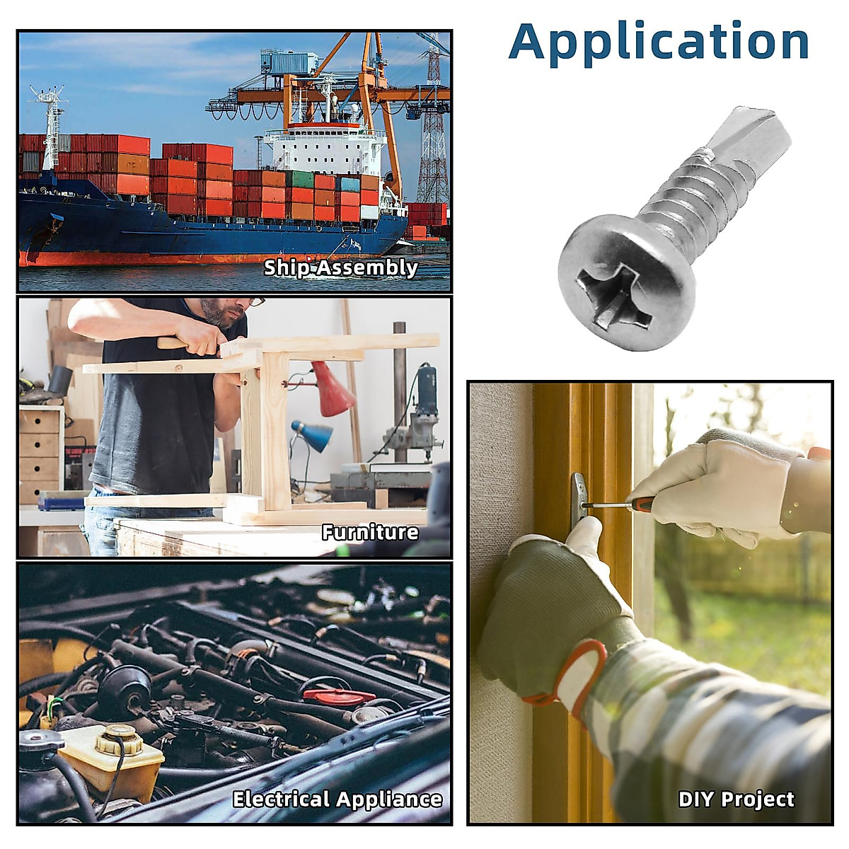 #14 x 1" Pan Head Self Tapping Screws Sheet Metal Screws, Stainless Steel 410, 50 PCS