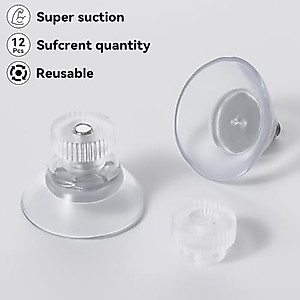 12 Pack Clear Small Suction Cups,1 in Suction Cups for Glass PVC Plastic Sucker Pads Extra Strong Adhesive Suction Cups Without Hooks for Windows,Bathroom Walls,Glass