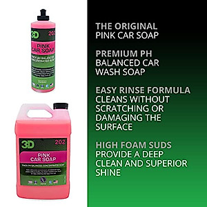 3D Pink Car Wash Soap - pH Balanced, Easy Rinse, Scratch Free Car Soap 64oz.