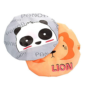 Aysekone 5 Pieces Cartoon Animals Waterproof Elastic PEVA Shower Caps Bath Caps Bathing Bathroom Hats Bathroom Accessories for Women and Girls