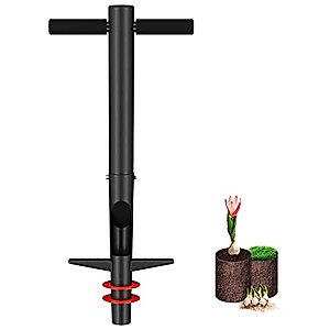 Lilyvane Bulb Planter Tool for Lawn and Garden,Heavy Duty Steel Gardening Bulb Planter Weeding Tools for Digging Hoes Soil Sampler Transplanting Sod Plugger Flower Bulb Garden Planting Tool