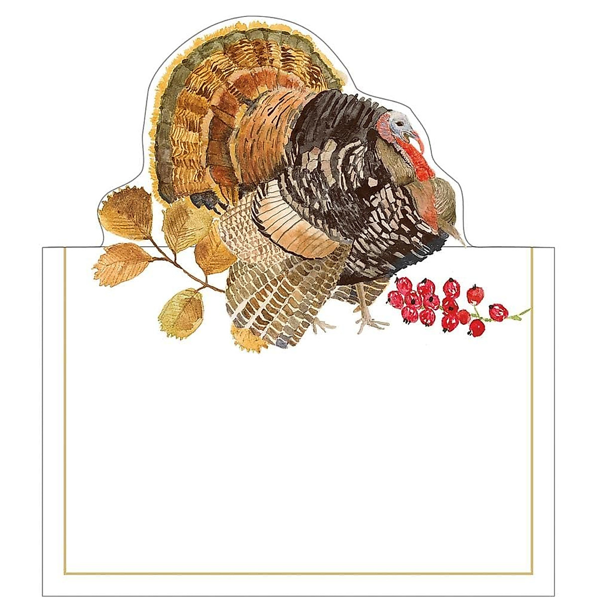 Woodland Turkey Die-Cut Place Cards in Gold Foil - 8 Per Package, 2 sets
