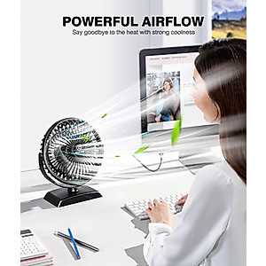 JZCreater USB Desk Fan, USB Fan Mini, 360 Rotation Desktop Fan with 3 Speed, Table Personal Cooling Fan, Quiet Mini Desk Fan, USB Powered, Small Fan for Home Office Bedroom Car Travel, Black