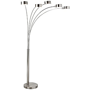 Artiva USA ‘Micah’ Modern 88-Inch, 5 Arch Arched, Dimmer Function, Heavy-Duty Base, 360 Degree Rotatable Shades, Brushed Steel Floor Lamp, Bulbs Incl.