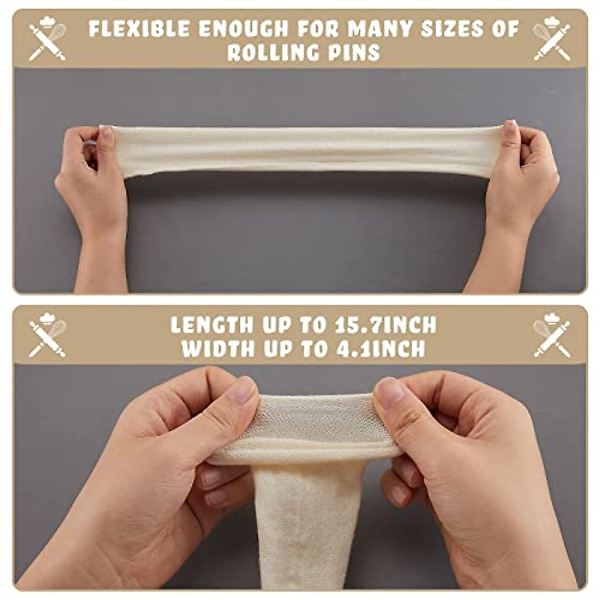 Set of 4 Rolling Pin Covers Cotton Rolling Pin Holder White Rolling Pin Sock Sleeve for Baking