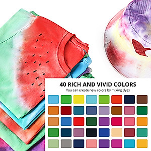 HTVRONT Tie Dye Kit - 40 Vibrant Colors Tye Dye Kit for Large Groups, Pre-Filled Bottles Tye dye for Kids, Permanent Tie Dye Kits for Adults Tyedyedye Party Supplies Tye dye Kit to Go(Just Add Water)