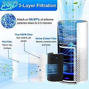 True HEPA KILO Filter Replacement for Afloia KILO, KILOPLUS, KILOPRO, MIRO,MIRO PRO and MORENTO MR-Kilo, Kalo Air Purifier, 360° 3-Stage Filtration,H13 True HEPA Filter, 2 Pack