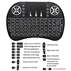 BIFANS 2.4G Mini Wireless Keyboard with Touchpad Mouse, Upgraded Multi Backlit, Portable Wireless Keyboard with USB Receiver Remote Control for Android Smart TV Box Pad Windows Mac
