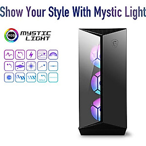 MSI MPG GUNGNIR 110R - Premium Mid-Tower Gaming PC Case - Tempered Glass Side Panel - 4 x ARGB 120mm Fans - Liquid Cooling Support up to 360mm Radiator - Two-Tone Design