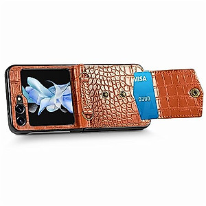 phone flip case 2 in 1 Wallet Case Compatible with Samsung Galaxy Z Flip 5 Wallet Case with Card Holder ,PU Leather Protective Flip Phone Cover Fashion Crossbody Strap Phone Case phone screen protecti