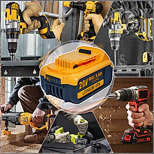 Fanshara 2packs Replacement Battery Dewalt 20v Max Battery 6ah Compatible with Dewalt Cordless Power Tools DCB200 DCB201 DCB204 DCB206 DCD/DCF/DCG/DCS Series