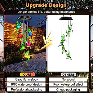 Soopau Hummingbird Solar Wind Chimes for Outside, Unique Christmas/Mother's Day/Birthday Gifts for Mom Women Grandma Wife Daughter Sister, Color Changing Wind Chime Light for Patio, Garden, Yard Decor